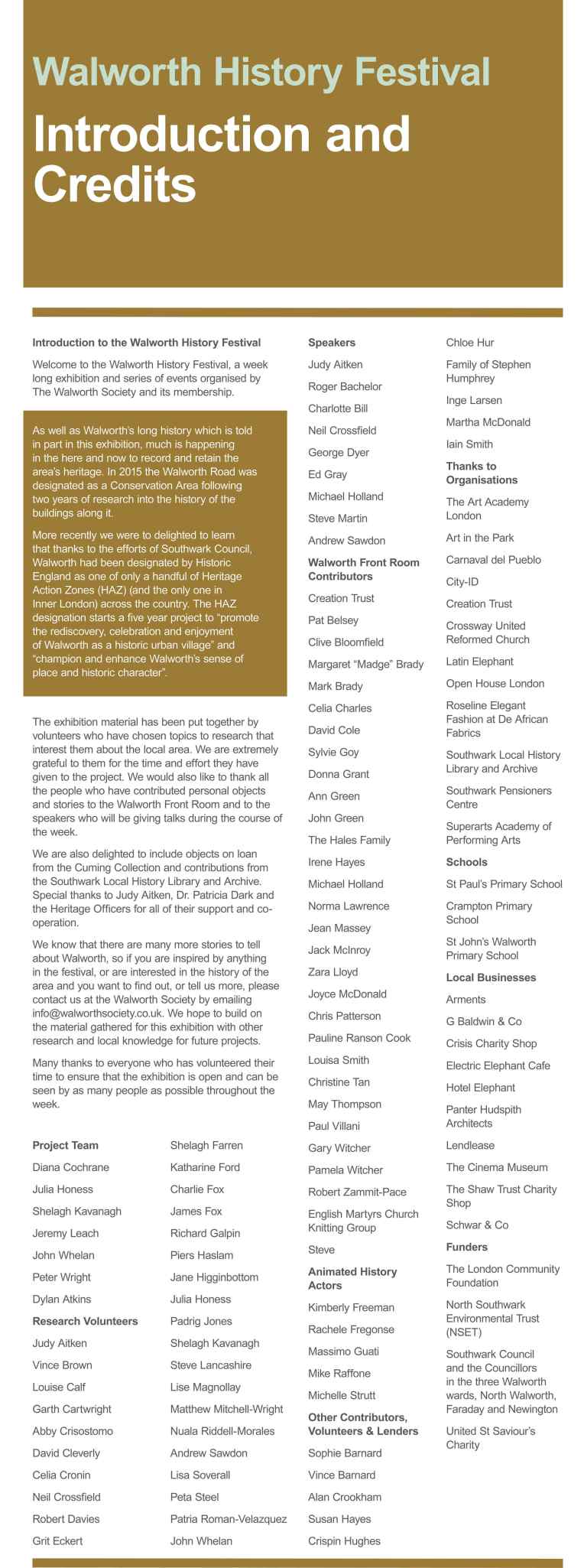 Walworth History Festival 2018 – The Walworth Society