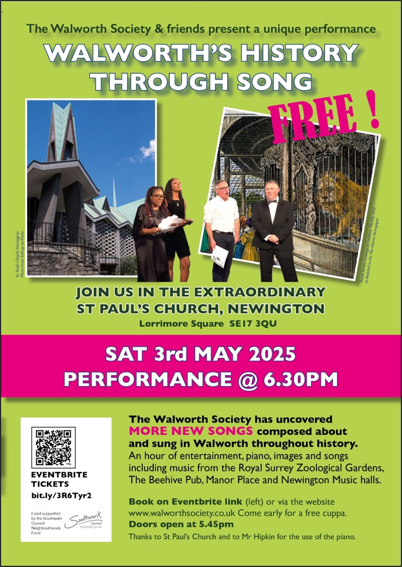 Walworth History Through Song – FREE Event 6.30pm Sat 3rd May. – The ...